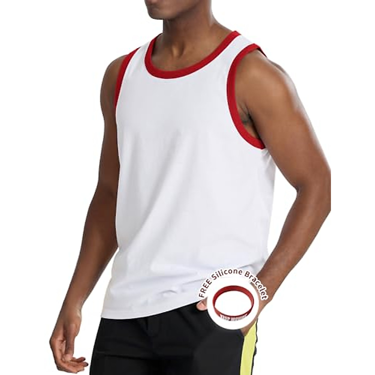 Zengjo Tank Top Mens Ringer(White/Red,M)