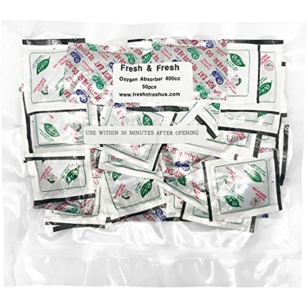 OXYGONE 400 CC [100 Packets] Premium Oxygen Absorbers for Food Storage, Oxygen Absorbers (2 Bag of 50 Packets) - ISO 9001 Certified Facility Manufactured