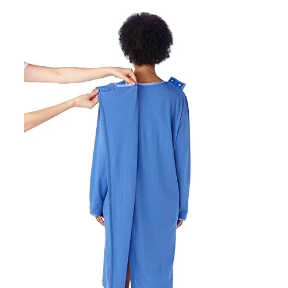 Silvert's Adaptive Clothing & Footwear Open Back Night Gown For Ladies - Assisted Dressing Hospital Gown - Blue MED