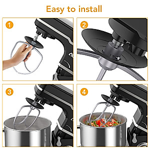 Subtle Silver Coated Dough Hook for Acekool Polished Stainless Steel Flat Beater for Kitchenaid 7L Tilt-Stand Mixer Attachments for Kitchen Paddle, Baking,Pastry, Mixing Accessory,Dishwasher Safe