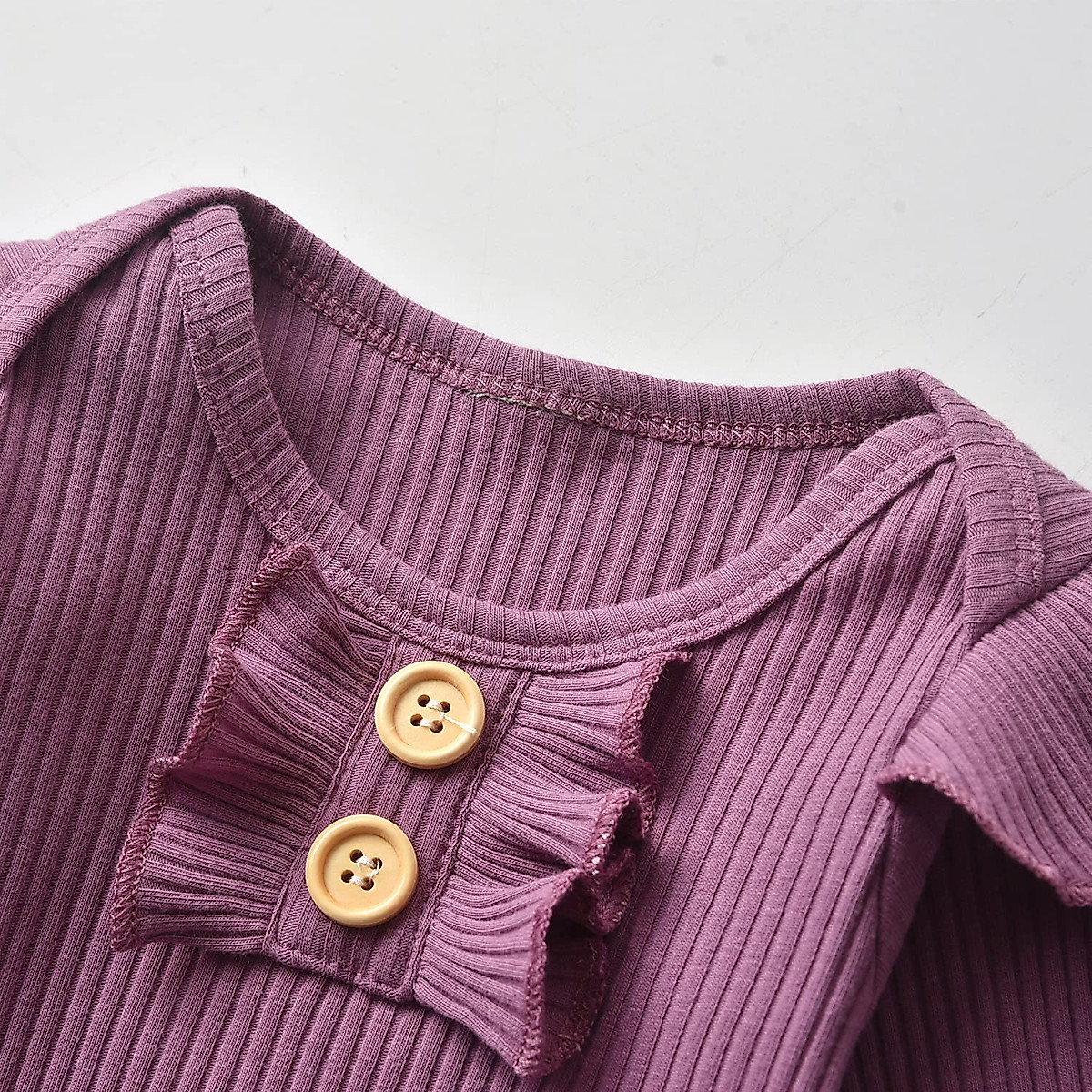 Newborn Baby Girl Clothes Ruffle Sleeve Outfit Floral Pant Set Fall Winter Clothing for Girl 3PCS Purple