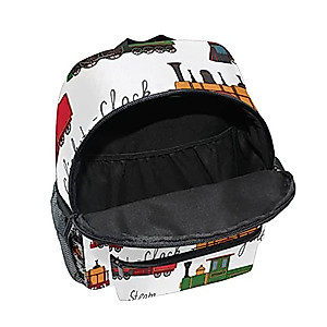 Glaphy Custom Kid's Name Backpack, Vintage Trains Cartoon Toddler Backpack for Daycare Travel Personalized Name Preschool Bookbag for Boys Girls