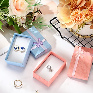 72 Pieces Jewelry Gift Boxes Set Empty Jewelry Boxes Small Gift Boxes for Jewelry Cardboard Boxes for Jewelry Packaging with Ribbon Bowknot for Anniversaries Weddings Birthday, 8 Colors