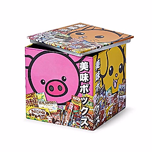 Dagashi Japanese Anime Otaku Snacks Tin Storage Box - 4x4-Inch Metal Novelty Stash Container With Pop Top Lid - Decorative Organizer Holder Cube Canister
