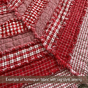 Perfect Red 6 Cotton Homespun Plaid Fabric by JCS - Sold by The Yard