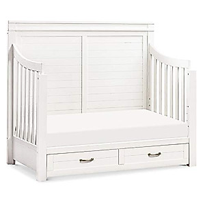 NAMESAKE Wesley Farmhouse 4-in-1 Convertible Storage Crib in Heirloom White, Greenguard Gold Certified