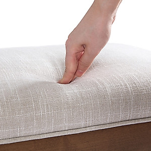 HUIMO Modern Multi-Purpose Bench, Wooden Frame with Tapered Legs, Padded Seat in Beige, 16"D x 36"W x 19"H, 2-Person Capacity