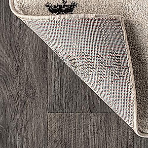 JONATHAN Y MOH203A-8 Zaina Moroccan Beni Souk Indoor Farmhouse Area-Rug Bohemian Minimalistic Geometric Easy-Cleaning Bedroom Kitchen Living Room Non Shedding, 8 X 10, Cream,Black
