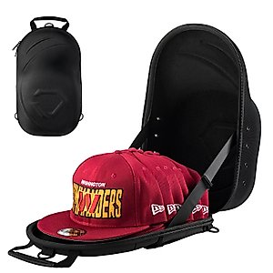 SCAVATA Hat Travel Case, Hard Carrying Baseball Caps Case with Handle & Adjustable Shoulder Strap, Hat Organizer Hats Carrier for 6-8 Hats Snapback Caps Storage (Black)