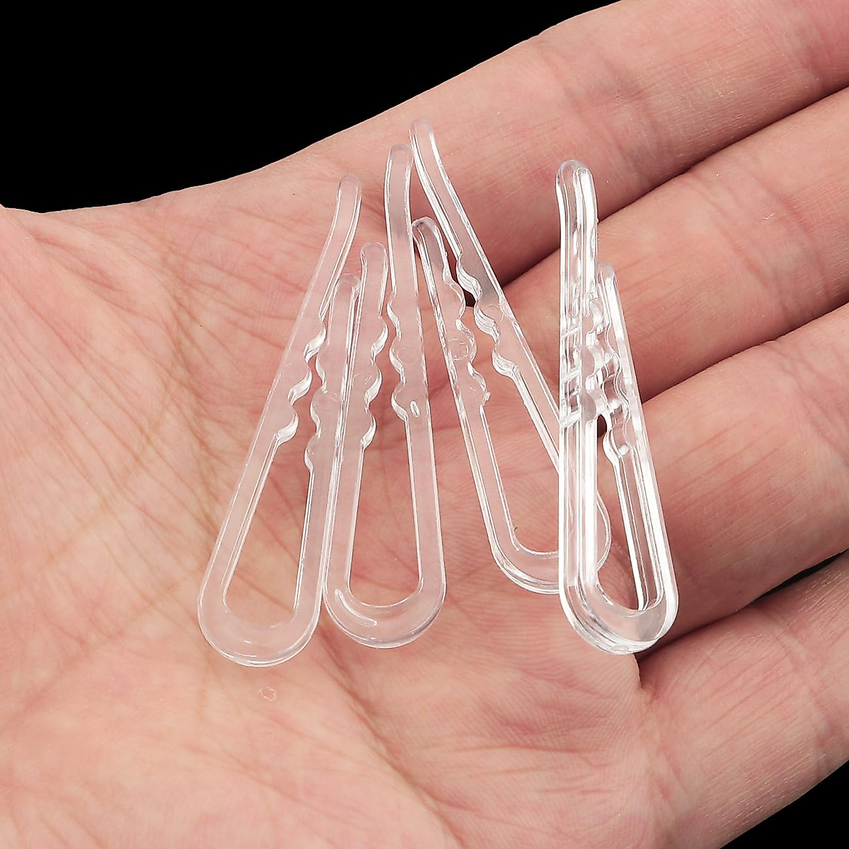 FMHXG 100PCS U Shape Clear Plastic Crocodile Shirt Clip Large 50MM Mini Skateboarding Shoes Folding Clip for Tie Socks Pants Skirt Fixing Clothes