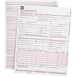 SecurityDocs 500 CMS-1500 Health Insurance Claim Forms, Laser/Inkjet Compatible (HCFA Form 1500 Version 02-12) 8.5x11, 500 Forms (59211)