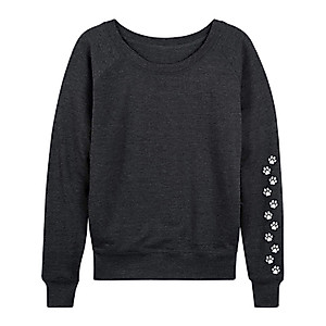 Instant Message - Paw Prints - Women's French Terry Pullover - Size 3X Heather Charcoal