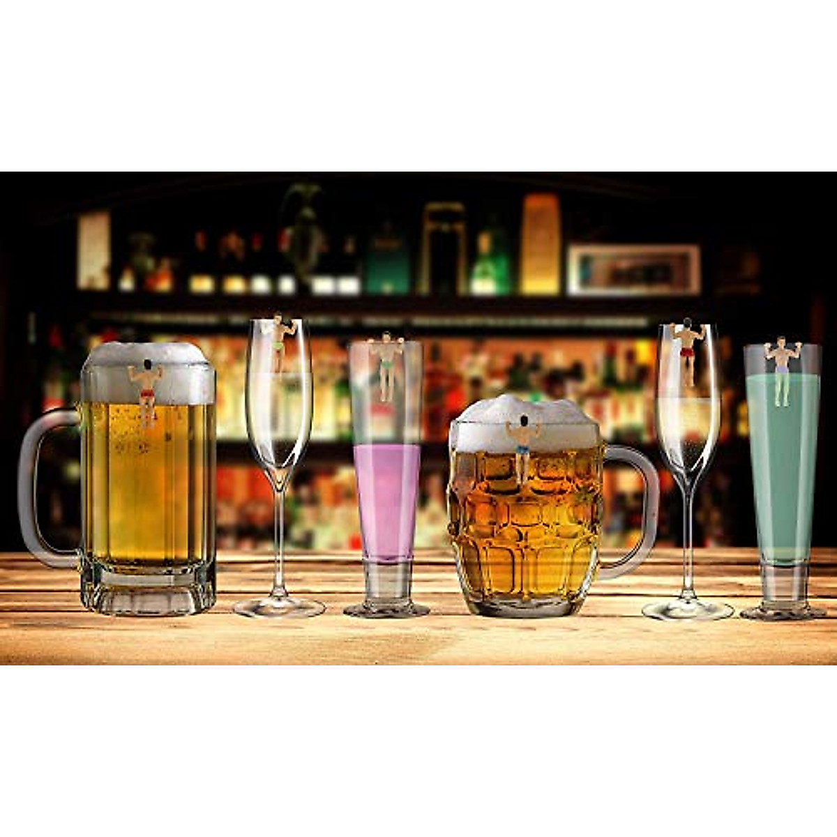 NPW Classic Themed Reusable Glass Drink Markers, 12 Count, Assorted