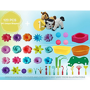 BIRANCO. Flower Garden Building Toys - Build a Bouquet Floral Arrangement Playset for Toddlers and Kids Gifts Age 3, 4, 5, 6 Year Old Girls, Educational STEM Toy (120 PCS)