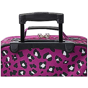 Rockland Fashion Softside Upright Luggage Set, Expandable,Telescopic Handle,Wheel, Purple Leopard, 2-Piece (14/19)