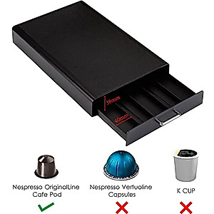 Amazon Basics Nespresso Coffee Pod Storage Drawer Holder, 50 Capsule Capacity