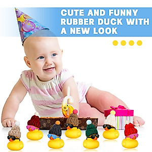 Chivao 12 Pcs Mini Rubber Ducks with Sunglasses/ Glasses and Hats/ Necklace, Cruise Rubber Ducks in Bulk Valentine‘s Day Gift Small Bathtub Toy for Hiding Party Favor(Lovely Style,Yellow)