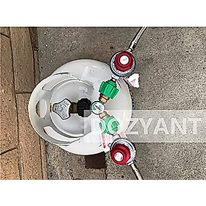DOZYANT Propane Tank Y Splitter Adapter with Propane Gauge, 2 Way LP Gas Adapter Tee Connector Adapter for 5lb-40lb Propane Tank Cylinder, Universal for BBQ Gas Grill, RV Camper and More Appliances