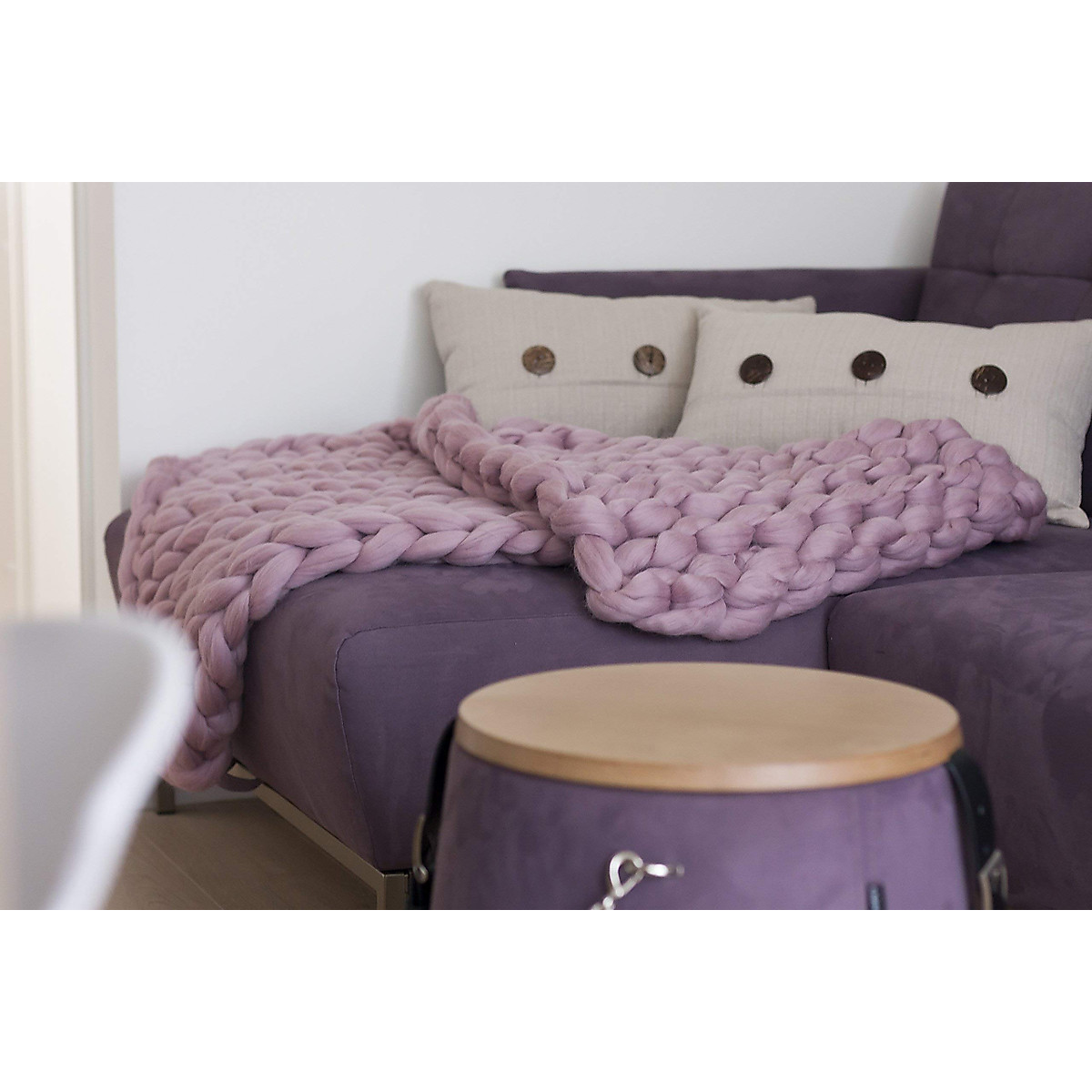 Merino wool blanket, Chunky knit blanket, Giant blanket, Chunky knit throw, Arm knitted blanket, Throw blanket