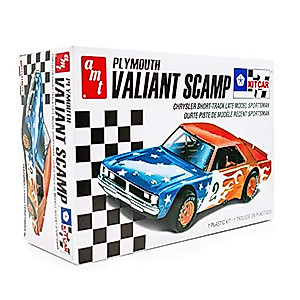 AMT Plymouth Valiant Scamp - Chrysler Short-Track Late Model Sportsman - 1/25 Scale Model Kit - Buildable Vintage Vehicles for Kids and Adults