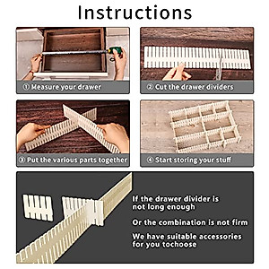 CiiReeH Drawer Dividers, Drawer Organizer for Socks Underwear Makeup Dresser, DIY Adjustable Drawer Dividers for Bedroom Kitchen Office Storage, 8Pcs 16 x 2.7 inch OFF-White