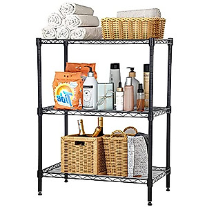 Storage Shelf Heavy Duty 3 Wire Shelving Unit Storage Rack Adjustable with Leveling Feet for Bathroom Kitchen Garage Laundry Pantry 450 LBS Capacity 23Lx13.2Wx30.2H, Black
