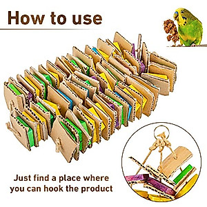 MYFAMIREA Parrot Toys for Medium Birds, Parrot Chewing Toy Cardboard Bird Toys Natural Wooden Bird Cage Chewing Toy for African Greys, Cockatoos, Macaws, Small & Medium Birds