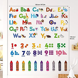DECOWALL DS-8044 Animal Alphabet Numbers Colour Decals Stickers Kids Peel and Stick Removable for Room décor Letters ABC Classroom playroom Decorations Educational Bedroom Nursery