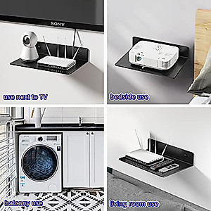 XZJMY Floating Shelves Black Set of 2,Metal Wall Shelf,8" Display Shelves for Wall Storage,Easily Expand Wall Space - Aluminum Floating Shelf for Security Cameras, Baby Monitors, Speakers (2, Black)