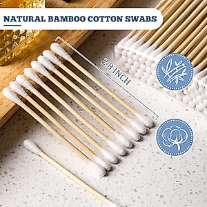 Bamboo Cotton Swabs -700 COUNT - with 1 Clear Storage Holder for Qtips - Biodegradable Eco-Friendly Natural Cotton Buds for Ears, Hygiene, Beauty Care - Round Tips & Thick Cotton & Sturdy Bamboo Stick