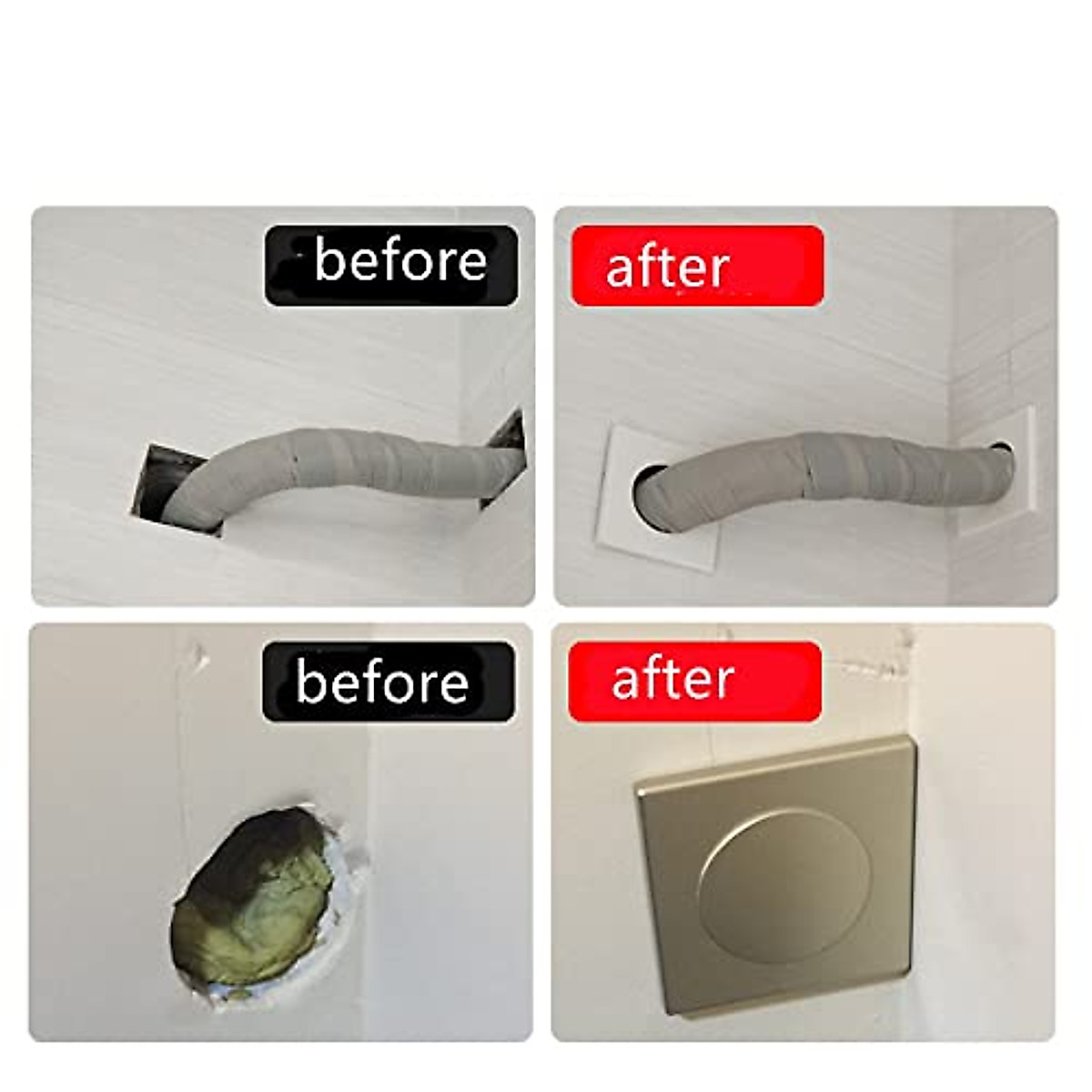 2 Pcs Pipe Wall Covers,Wall Split Flange,Wall ​Hole Decorative Cover,Wall Split Square Escutcheon Plate ABS Plastics Self-Adhesive Pipe Plate Covers,(50mm)