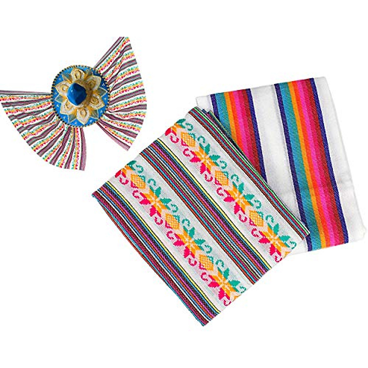 2 Yards Mexican Fabric, White Fabric by The Yard, Mexican Embroidered, Fiesta Decoration, Cinco de Mayo, Tela Mexicana.