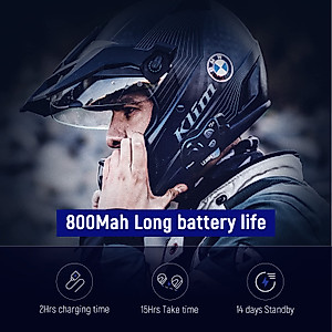 LEXIN 2pcs LX-FT4 Pro 4-Way Motorcycle Bluetooth Headset Featuring Integrated Headlamp with SoS Mode, Amazing Audio, Helmet Intercom Communication System with Type-C Quick Charge for Snowmobile/ATV