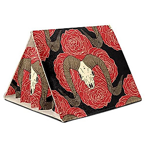 enheng Small Pet Hideout Skull Flowers Goat Hamster House Guinea Pig Playhouse for Dwarf Rabbits Hedgehogs Chinchillas