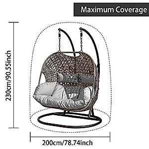 Tocawe Patio Hanging Chair Cover,210D Oxford Wicker Egg Swing Chair Covers Waterproof Windproof Anti-UV for Outdoor Swing for Egg Swing Chair Patio Stand Cover with Zipper (90.5” H x 78.7” D)