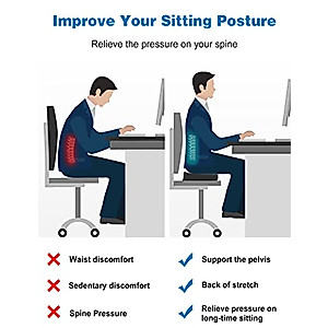 anngrowy Seat Cushion Office Chair Cushion Car Seat Cushion for Back Tailbone Pain Relief Wheelchair Cushions Butt Pillow Cushion Memory Foam Coccyx Cushion for Computer Office Chair Car Seat Driver