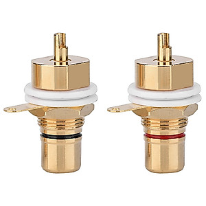 2 Pcs Terminal Gold Plated Copper Panel Mount Female Jack Terminal Socket Audio Connector