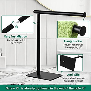 Hand Towel Holder Stand, DECLUTTR Stainless Steel Towel Rack for Bathroom Countertop, Black Free Standing Hand Towel Rack