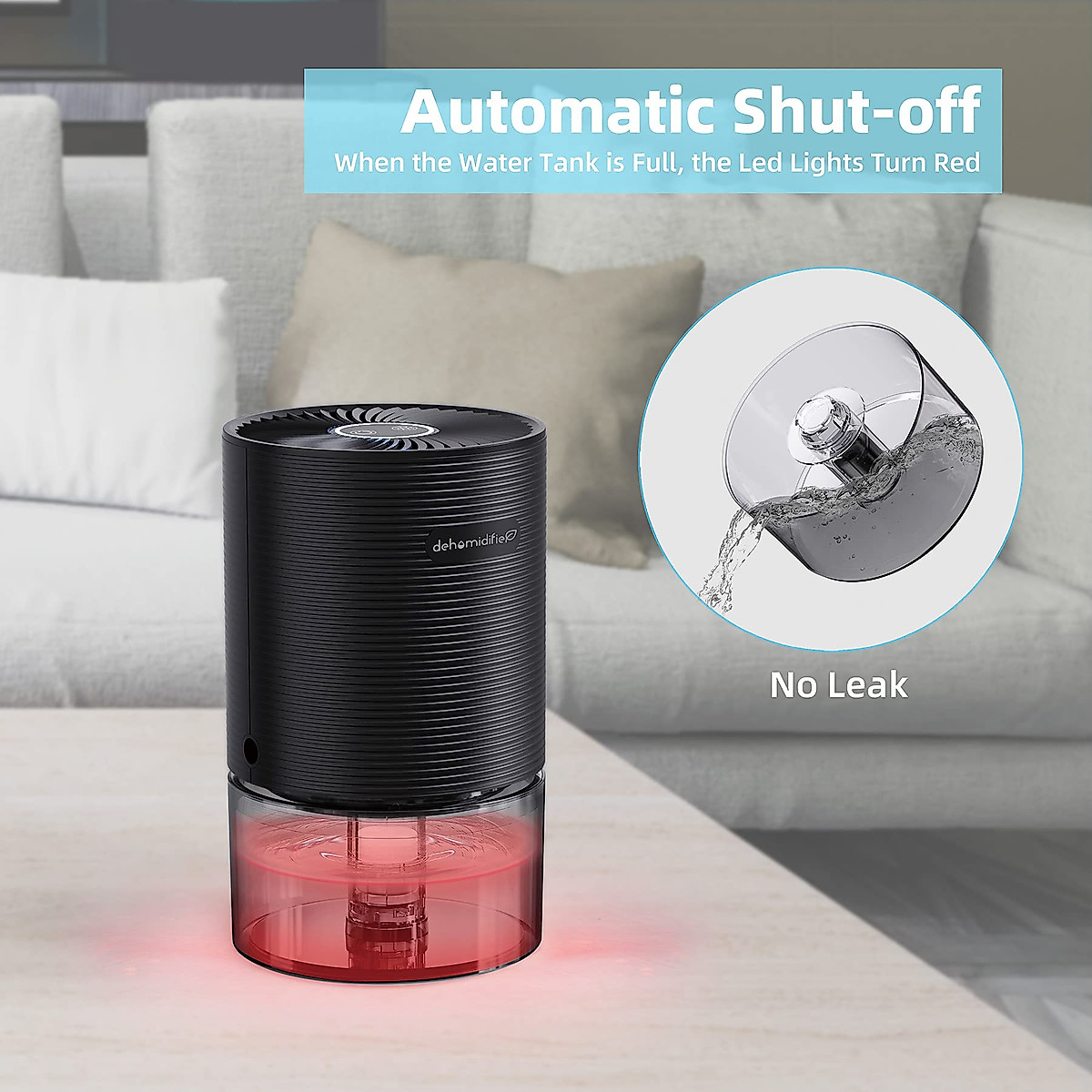 Dehumidifier, Small Dehumidifiers for Home 26OZ Mini Dehumidifiers for Basement, Small Room, Bathroom, Bedroom, RV, Quiet Dehumidifiers with Night Lights Up to 161 sq ft Black