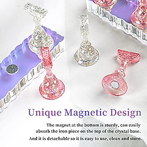 BQAN 2 Set Nail Holder for Painting Nails, Aurora Acrylic Nail Stand for Press on / Fake Nail Tips Training / Nails Display with 96 Pcs Reusable Adhesive Putty