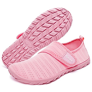 Racqua Kids Water Shoes Boys Girls Quick Dry Barefoot Lightweight Beach Sport Aqua Shoes Swim Pool Walking Surfing Boating Shoes Big Kid Pink 1