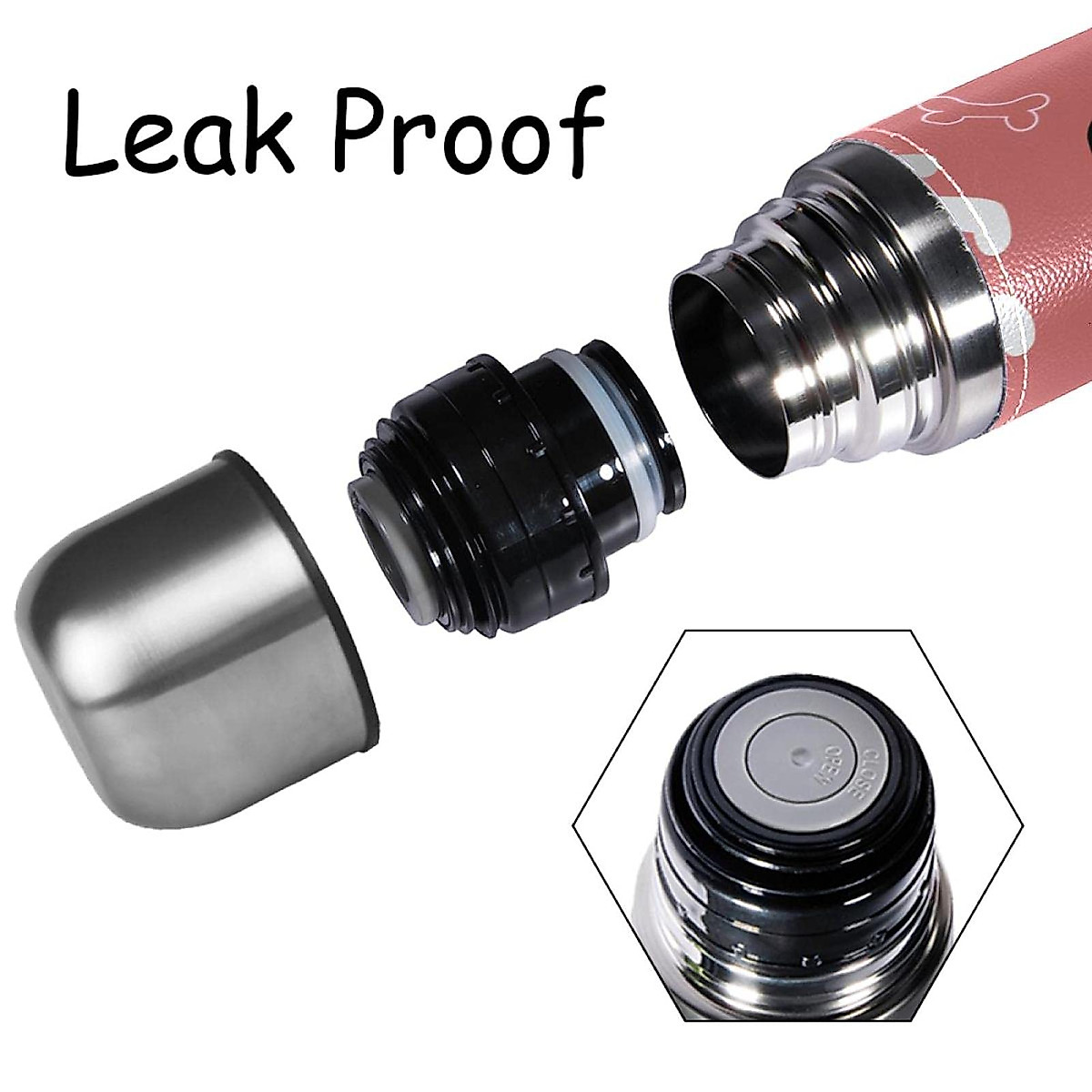 Stainless Steel Leather Vacuum Insulated Mug Puppy Dog Beagle Thermos Water Bottle for Hot and Cold Drinks Kids Adults 16 Oz