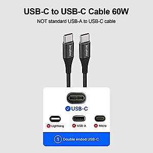 Amaitree USB C to USB C Cable 4Ft, 60W/3.1A Fast Charging USB Type-C Cable,Quick 3.0 Charging USB-C to C Cable,Compatible with Galaxy S21/S21+/S20+,Ultra Note 20,iPad Pro 2020,MacBook Air-Black
