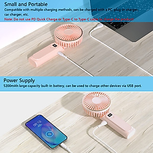 HlpiAMok Aeiniweraabbcc ERXUNG Portable Mini Handheld Fan with 5200mAh Batteray 6 Speed Ajustable Hand Fan, USB Rechargeable Portable Personal Fan, Foldable Small Desk Fan Pefect for Summer Outdoor