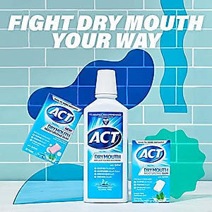 ACT Dry Mouth Moisturizing Gum With Xylitol, Sugar Free Bubble Fresh, 20 Pieces