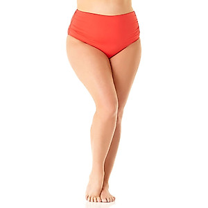 Anne Cole Women's High Waist Fold Over Double Lined Bikini Swim Bottom, Black, 18W