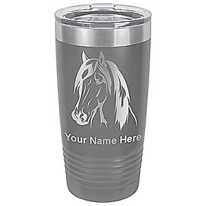 LaserGram 20oz Vacuum Insulated Tumbler Mug, Horse Head 1, Personalized Engraving Included (Gray)