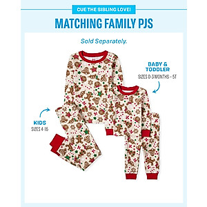 The Children's Place baby girls Family Matching Christmas Holiday Sets, Snug Fit 100% Cotton, Adult, Big Kid, Toddler, Pajama Set, Vanilla Gingerbread, 10 US