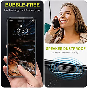 WSKEN Privacy Screen Protector for iPhone 14 Pro 6.1 inch,[Auto-Dust Removal] Full Coverage Screen 2.5D Edge 28 Degree 10s HD Tempered Glass Film with Dust Clean Installing House 2022 5G,2 Pack