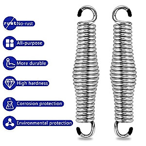 Mros 2Pcs Premium Porch Swing Springs Heavy-Duty– 1300Lbs Capacity Chrome Hammock Hanging Chair Spring for Hammock Chairs Ceiling Mount Porch Swings,Safe Hanging Kit for Indoor and Outdoor